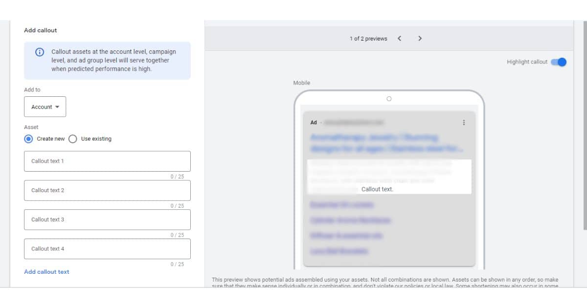 How to create callouts on Google Ads - KeyCommerce